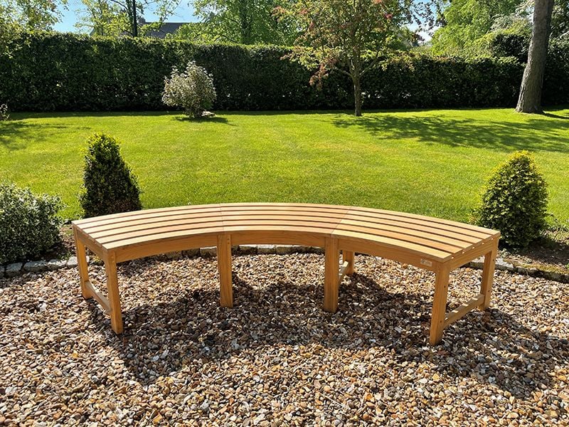 Curved Backless Bench in Teak Wood – Memorial Benches