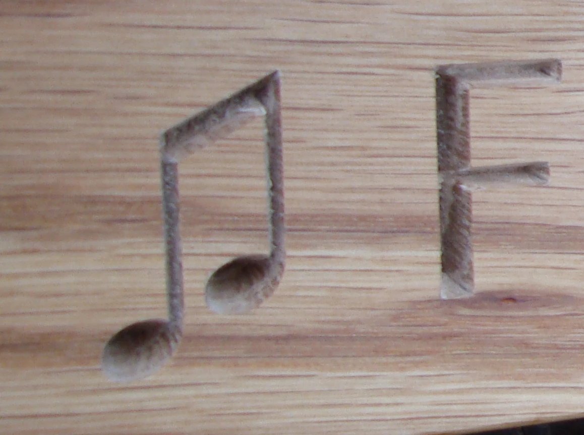 Musical note beam quaver note carving to wood – Memorial Benches