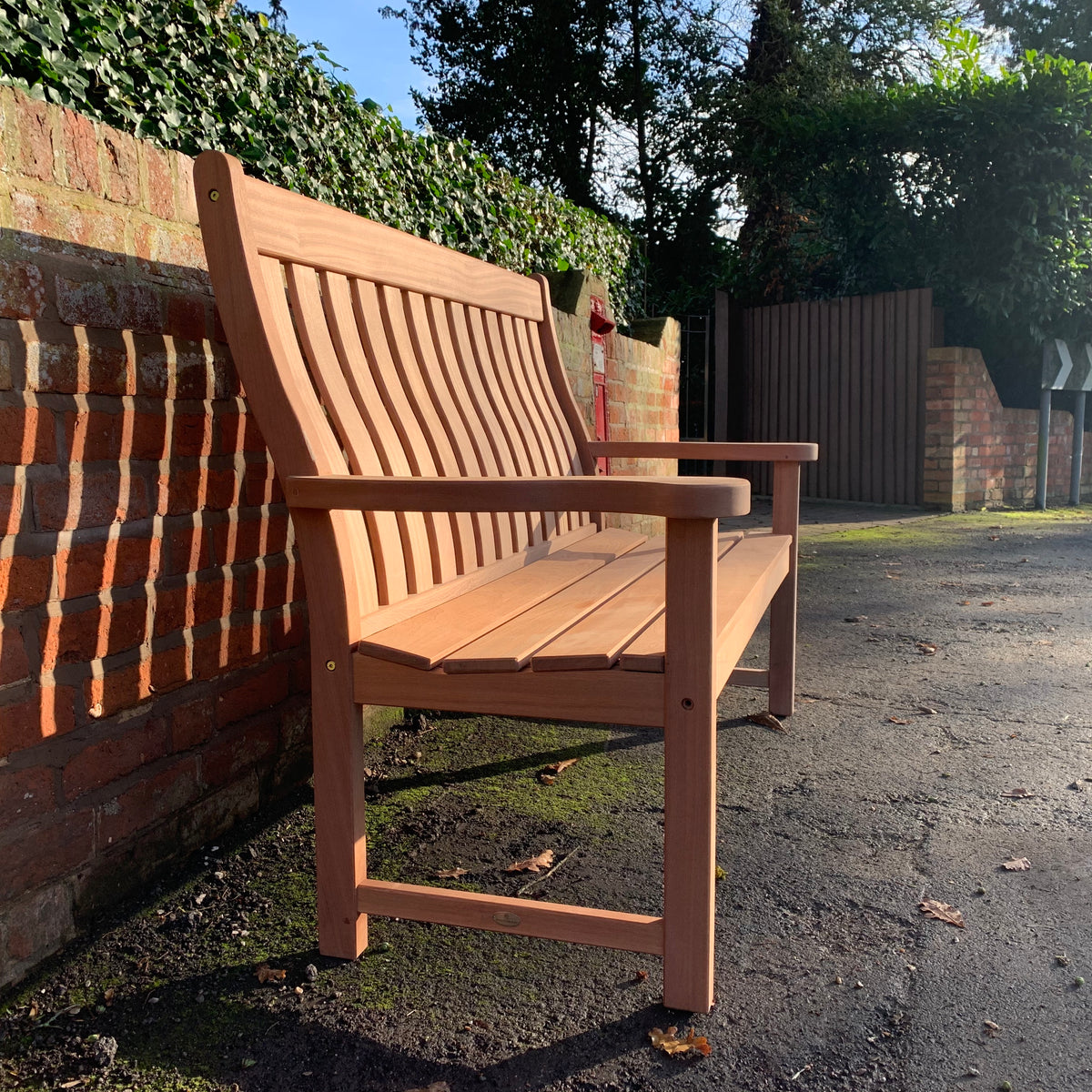 Mahogany Memorial Bench 5ft High Back FSC certified hardwood – Memorial ...