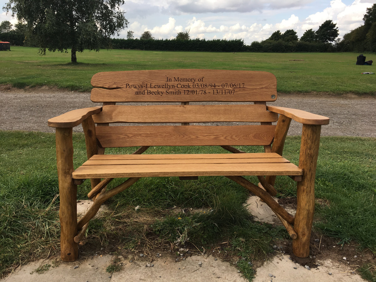 Oak Memorial Bench 4ft Rustic hardwood – Memorial Benches