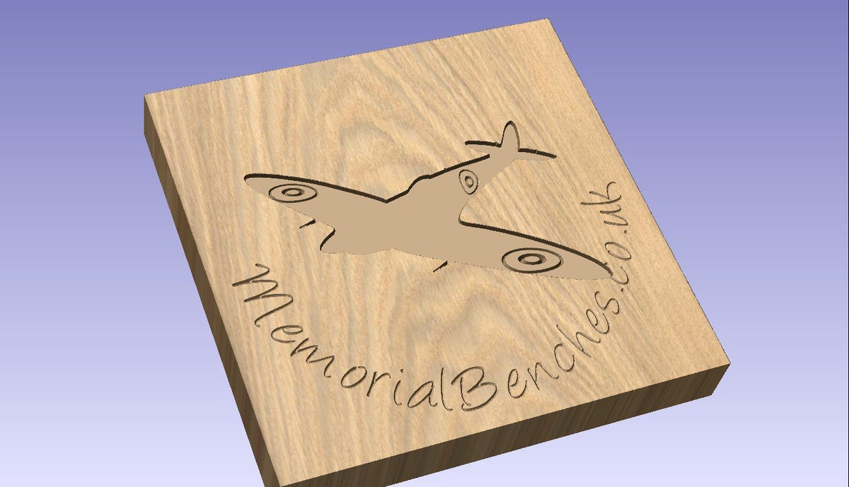 Spitfire carving to wood – Memorial Benches
